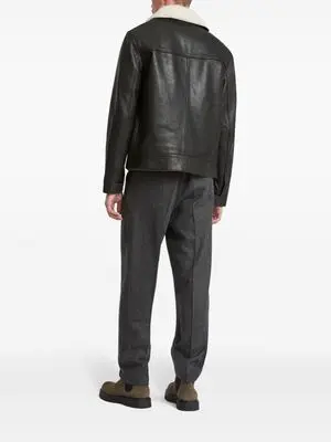 YVES SALOMON Shearling Collar Leather Jacket