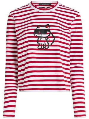 Karl Lagerfeld Ikon Stripe-print T-shirt - Red