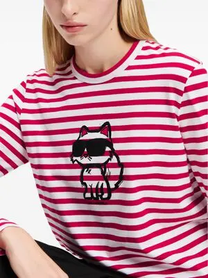 Karl Lagerfeld Ikon Stripe-print T-shirt - Red