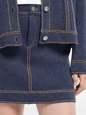 BARRIE Contrast-stitch Mini Skirt - Blue