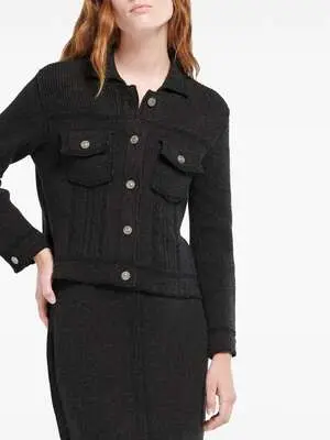 BARRIE Contrast-stitch Knitted Jacket - Black