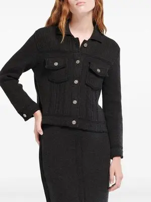 BARRIE Contrast-stitch Knitted Jacket - Black