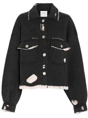 BARRIE Fringed Denim Jacket - Black