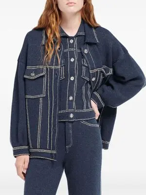 BARRIE Contrast-stitching Denim-effect Jacket - Blue