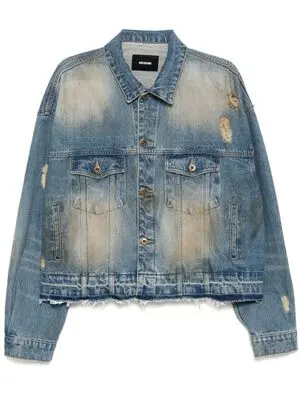 We11Done Distressed Denim Jacket - Blue