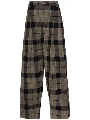 ZIGGY CHEN Checked Straight-leg Trousers
