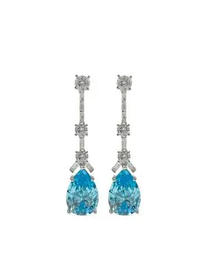 JUWELINA PARIS Aquamarine Drop Earrings - Silver