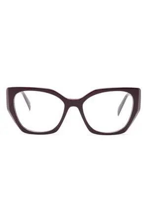 Prada Geometric Frame Glasses - Red