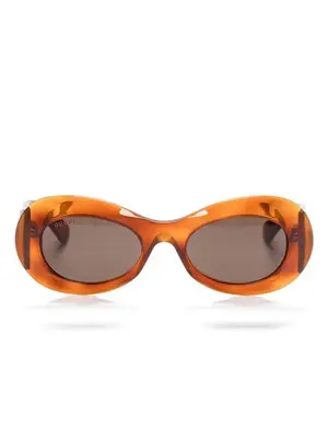 Gucci Oval-frame Sunglasses - Brown