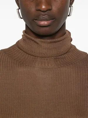 LEMAIRE High-neck Sweater - Brown