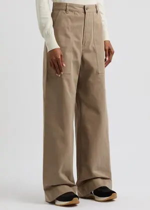 Moncler Wide-leg Stretch-cotton Trousers