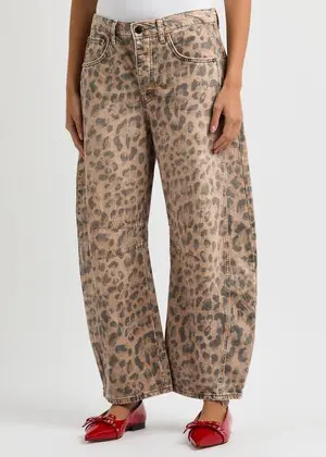 Free People Print Barrel-leg Jeans