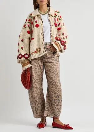 Free People Print Barrel-leg Jeans