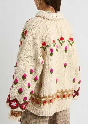 Free People Rosebud Embroidered Cardigan