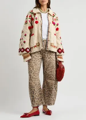 Free People Rosebud Embroidered Cardigan