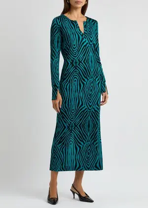 Diane Von Furstenberg Sonca Zebra-print Jersey Midi Dress