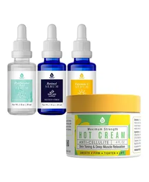 PURSONIC Ultimate Skin Care Duo: Anti Cellulite & Muscle Relaxation Hot Cream + Anti-aging Serum Set - No Color