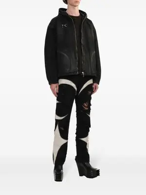 THUG CLUB Ripped Straight-leg Trousers - Black