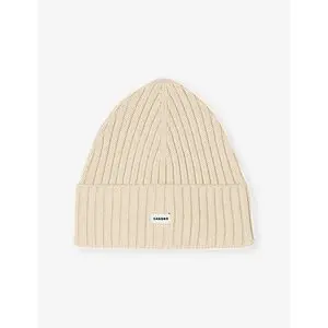 Sandro Logo-patch Ribbed Beanie - Butter Cream