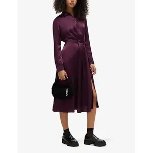 Hugo Drape-front Satin Midi Dress