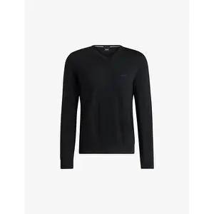 BOSS Embroidered-logo Wool Knitted Jumper - Black