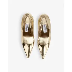 JIMMY CHOO Ixia 80 Metallic Leather Pointed Toe High Heel Pumps