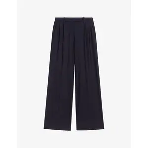 Maje Pressed-creases Pleated Wide-leg Trousers - Noir / Gris