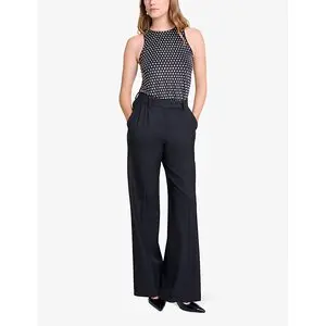 Maje Pressed-creases Pleated Wide-leg Trousers - Noir / Gris