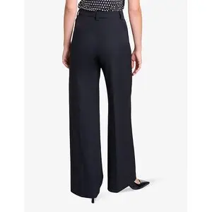 Maje Pressed-creases Pleated Wide-leg Trousers - Noir / Gris