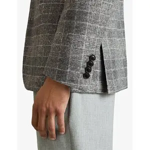 REISS Feel Check-print Woven Blazer