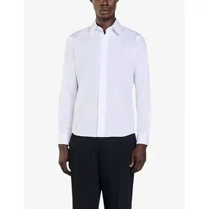 Sandro Classic-collar Long-sleeve Cotton Shirt - Naturels