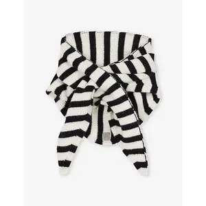 Sandro Stripe Wool And Cashmere Scarf 1size Bleus
