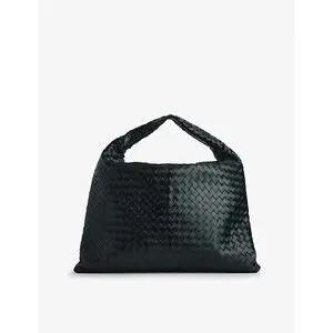 Bottega Veneta Hop Large Leather Shoulder Bag - Black-m Brass