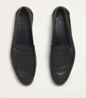 Brioni Grained Deerskin Leather Appia Loafers - Black