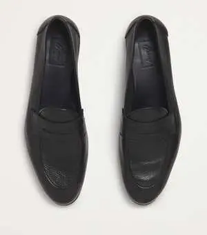Brioni Grained Deerskin Leather Appia Loafers - Black