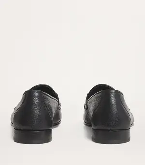 Brioni Grained Deerskin Leather Appia Loafers - Black