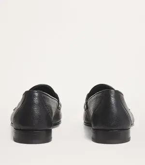 Brioni Grained Deerskin Leather Appia Loafers - Black