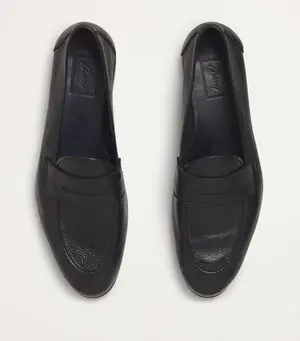 Brioni Grained Deerskin Leather Appia Loafers - Black