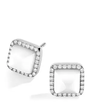 MARLI NEW YORK Gold, Diamond And Agate Cleo Pyramid Stud Earrings - White