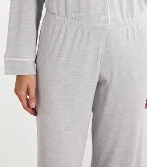 Eberjey Gisele Long Piped Pyjama Set - Grey
