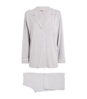 Eberjey Gisele Long Piped Pyjama Set - Grey