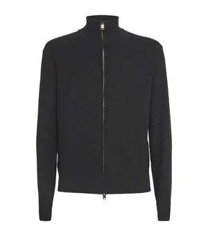 Brioni Cotton-silk-cashmere Zipped Sweater - Black