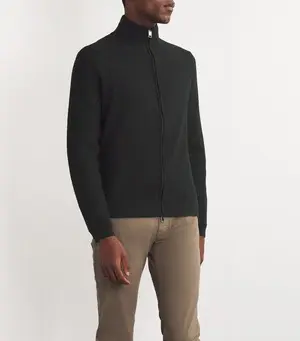Brioni Cotton-silk-cashmere Zipped Sweater
