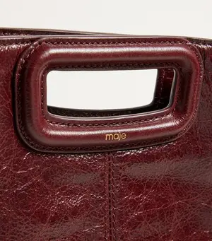 Maje Cracked Leather Fringed M Bag - Red