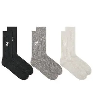 E BY END. X Rototo Socks 3 Pack - Grey Story
