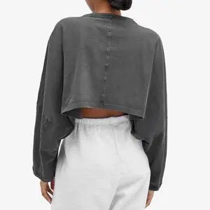 Joah Brown Slouchy Crop Long Sleeve Top