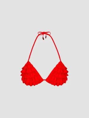 Vilebrequin Ruffled Padded Bikini Top - Coquelicot