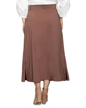 STANDARDS & PRACTICES Snap Detail Cargo Midi Skirt - Coffee