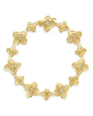 Roberto Coin 18k Yellow Diamond Flower Link Bracelet - Gold