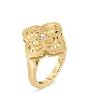 Roberto Coin 18k Yellow Palazzo Ducale Diamond Flower Ring - Gold